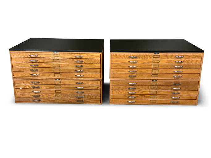 Pair Of Mayline Wooden Flat File Cabinets