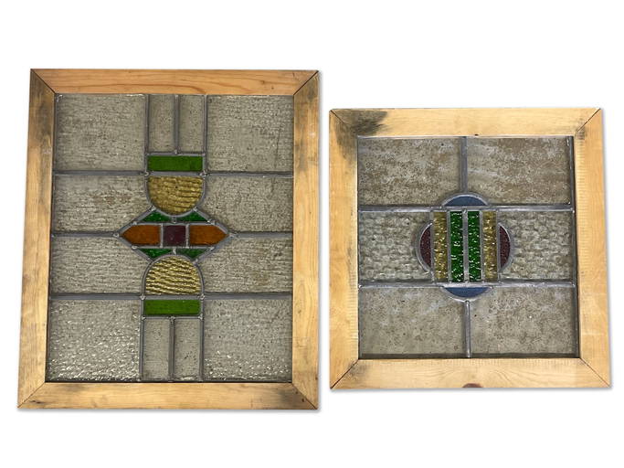 Two Geometric Stained Glass Windows