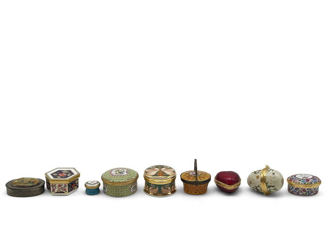 Nine Enameled Trinket Boxes