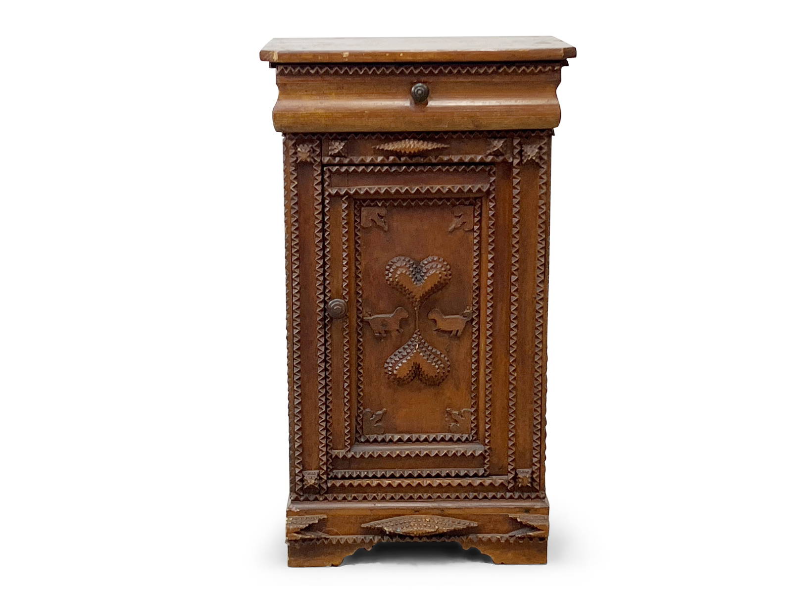 Tramp Art Carved Commode Stand Auction