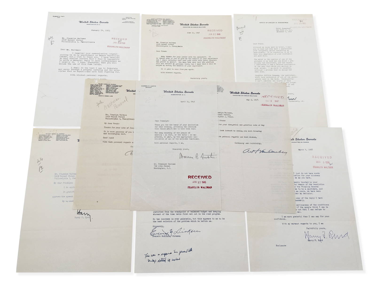 U.s. Senator Signed Letters, 1948-1949 Auction