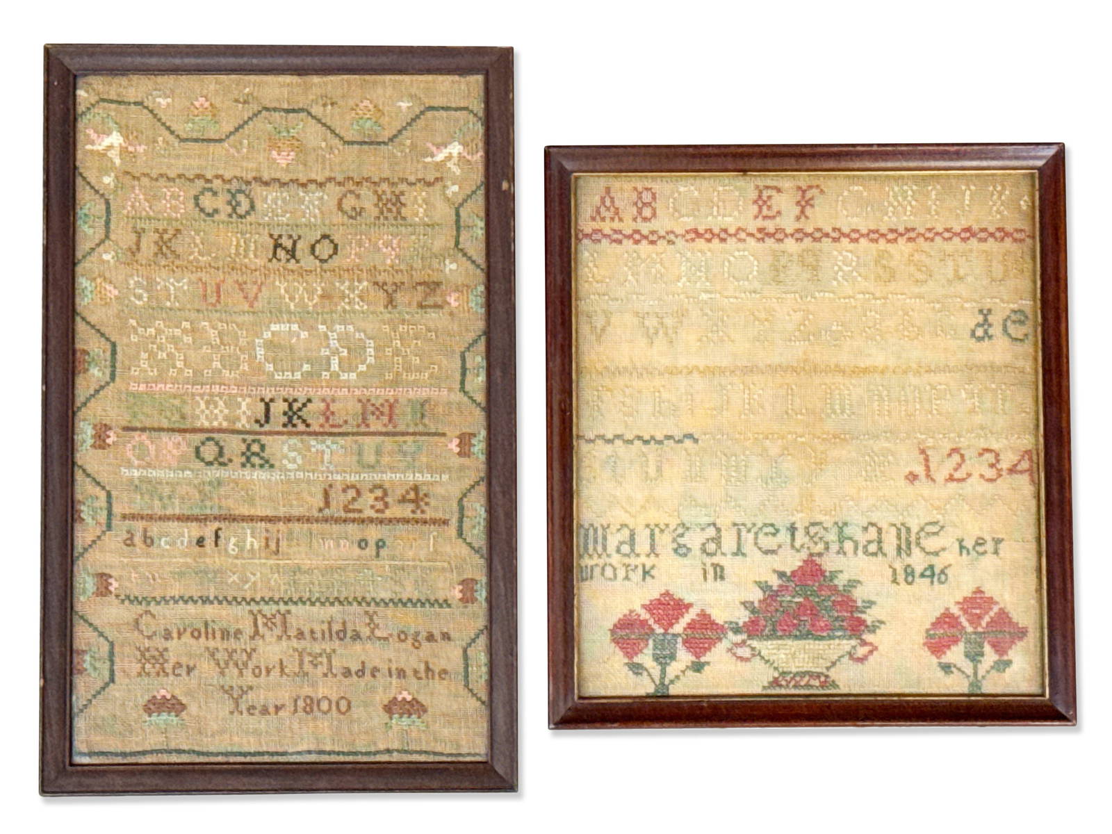 Two 19th C. Stitched Samplers Auction