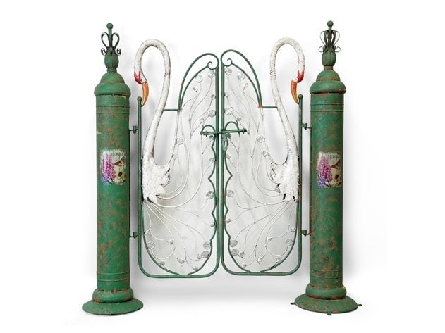 Pair Of Whimsical Hand-painted Swan Garden Gates - Jul 25, 2025 ...