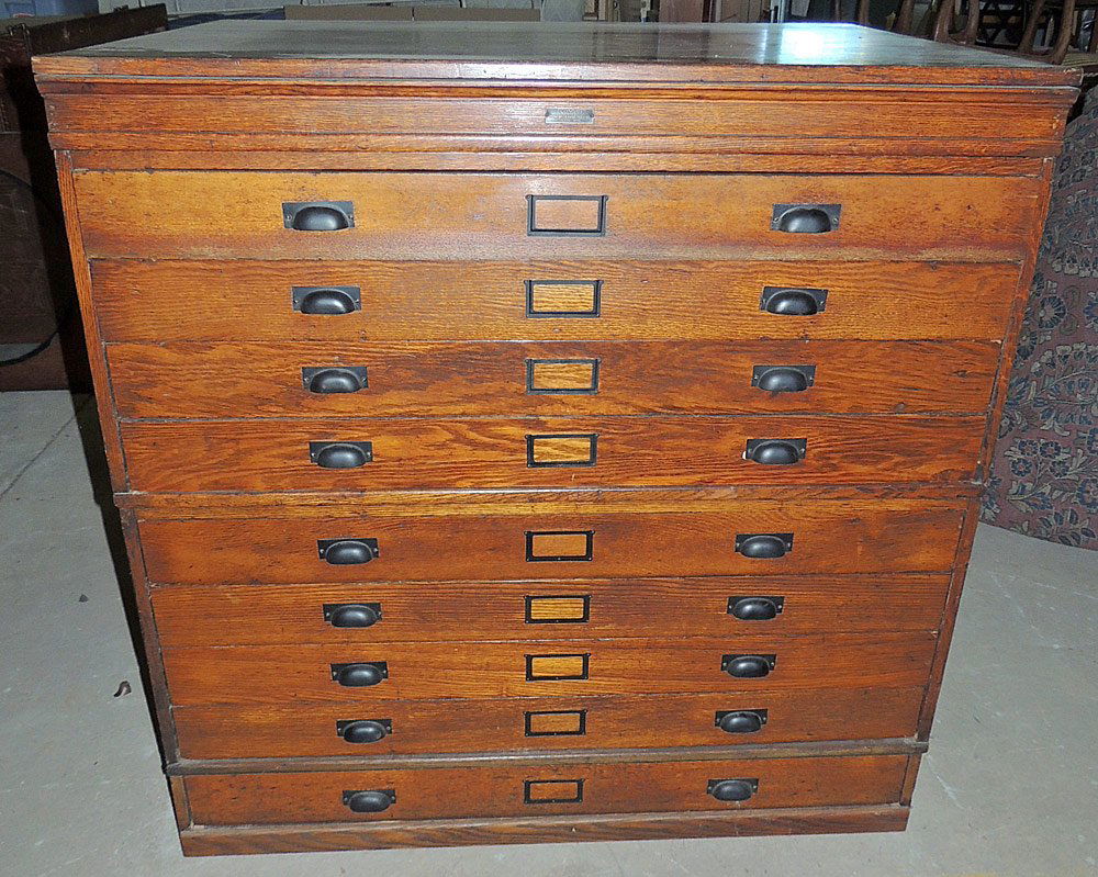 Oak Map Cabinet