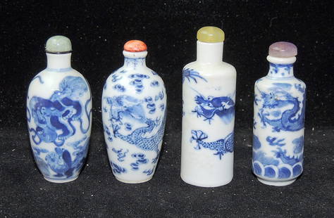 Four Chinese Porcelain Snuff Bottles.