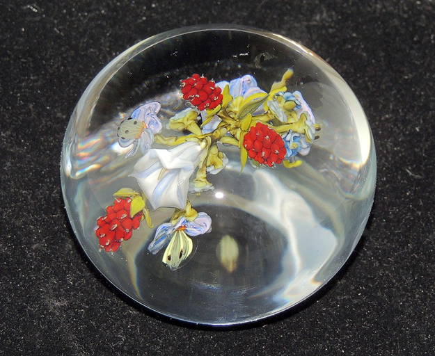Paul Stankard Glass Floral Paperweight