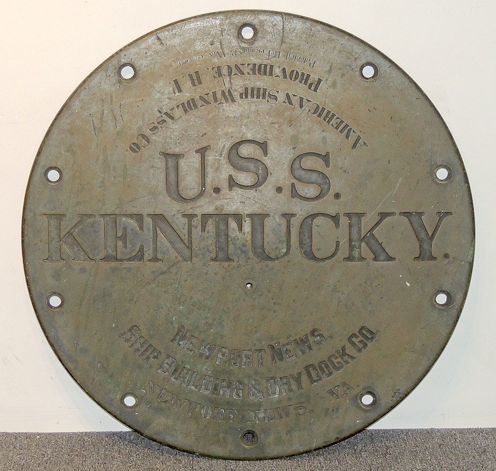 Bronze Capstan Cover Plate From U.s.s. Kentucky