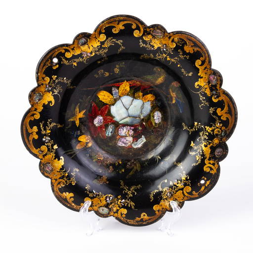 Jennens & Bettridge Papier Mache Inlaid Mother Of Pearl Plate