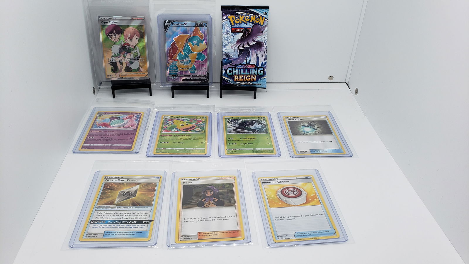 (10) Tcg Pokemon Chilling Reign Pack, Full Art Trainer, V Auction