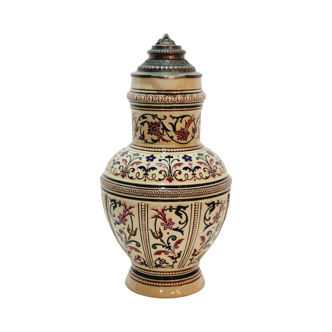 Merkelbach & Wick #560, German Beer Stein, Floral Scrollwork Design Auction