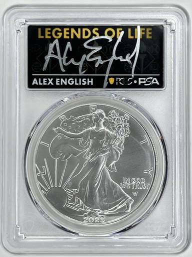 2023 Silver Eagle Alex English Signed Pcgs Ms70 Fs