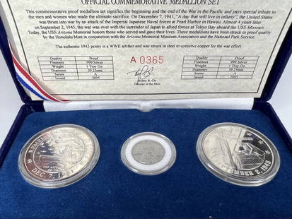 2002 Uss Missouri Pearl Harbor Commemorative Silver Coin Set