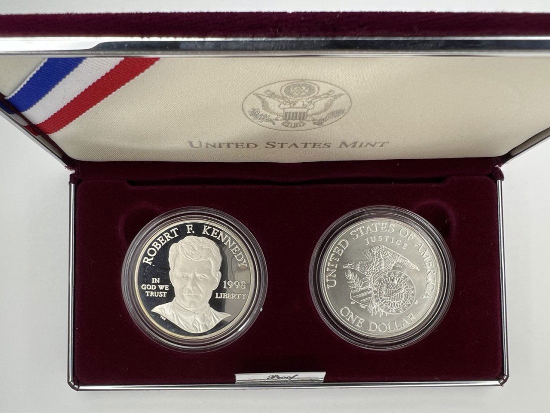 Robert F Kennedy Commemorative 2 Silver Coin Set Auction