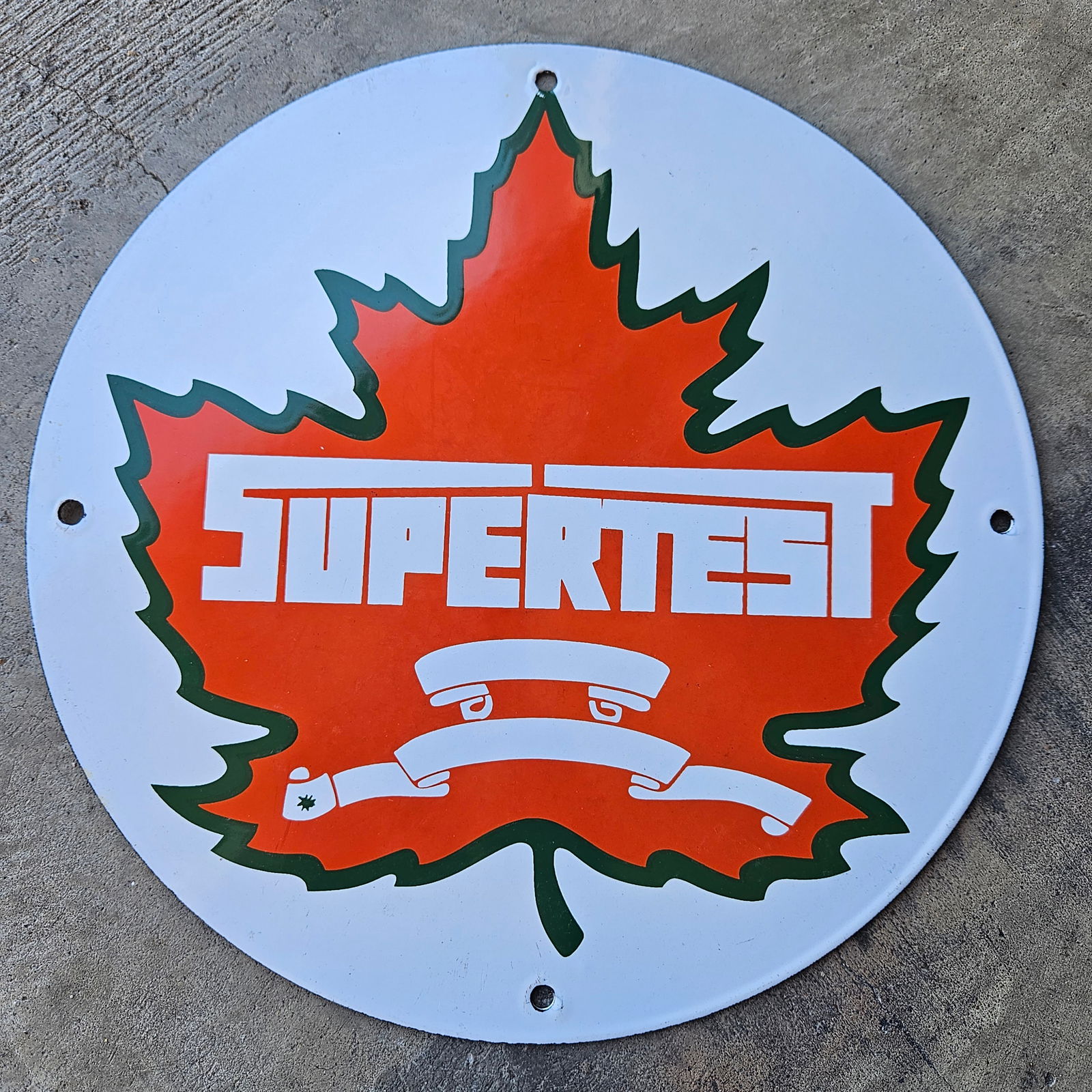 Supertest Canadian Maple Leaf Misprint Vintage Porcelain Sign Auction