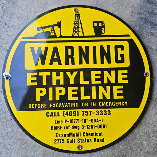 Warning Ethylene Pipeline Porcelain Sign Industrial Safety Memorabilia ...