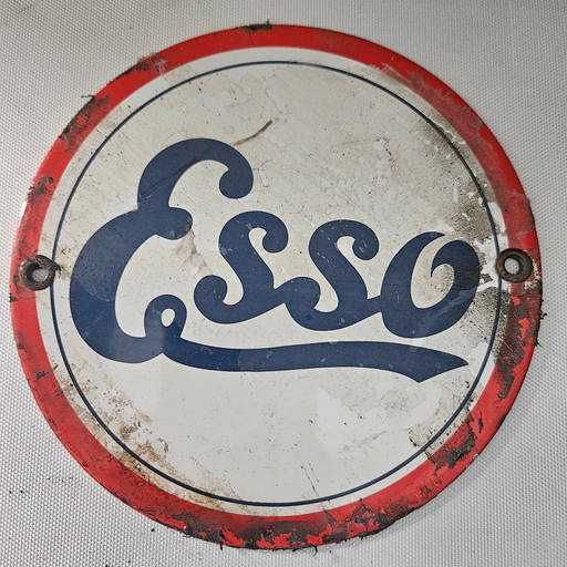 Classic Esso Gasoline Porcelain Sign Vintage Petroliana Collectible
