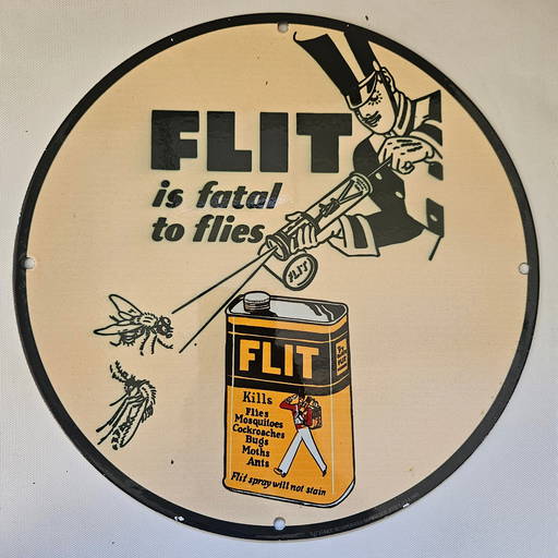 Flit Insecticide Gas Oil Garage Man Cave Porcelain Sign
