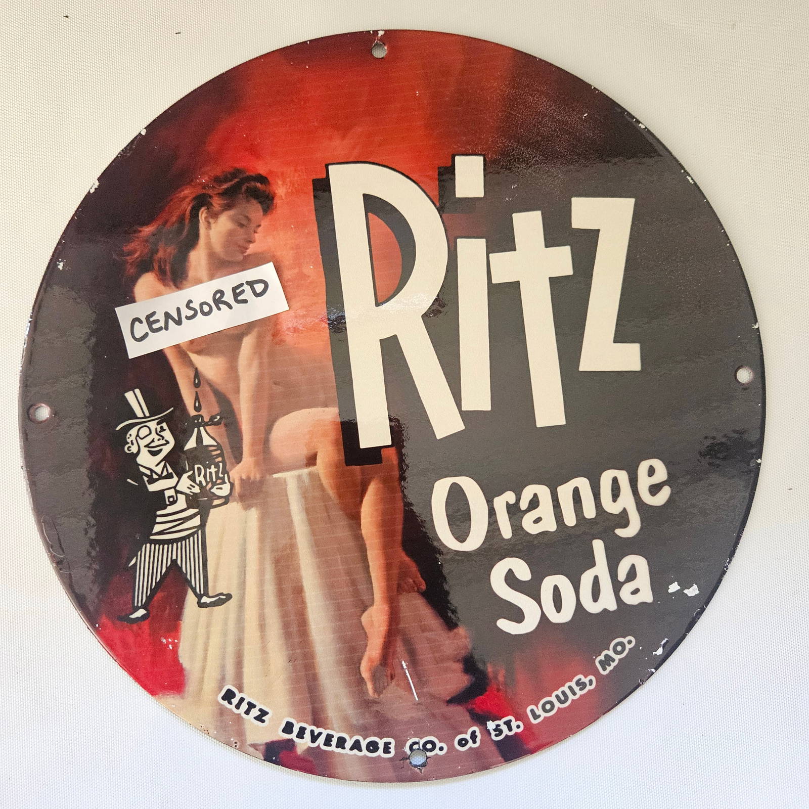 Ritz Orange Soda Gas Oil Garage Man Cave Porcelain Sign Auction