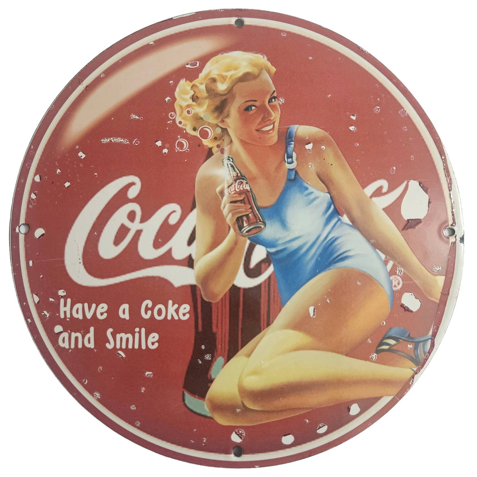Vintage Coca-cola "have A Coke And Smile" Porcelain Sign Soda Pop ...