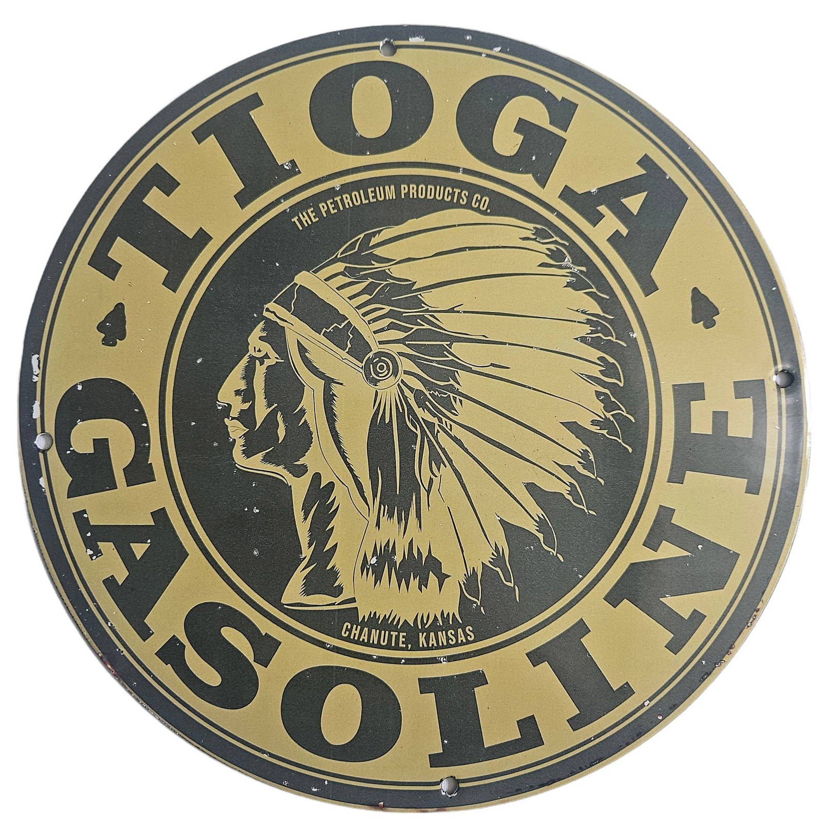 Vintage Tioga Gasoline By The Petroleum Products Co. Porcelain Sign Gas ...