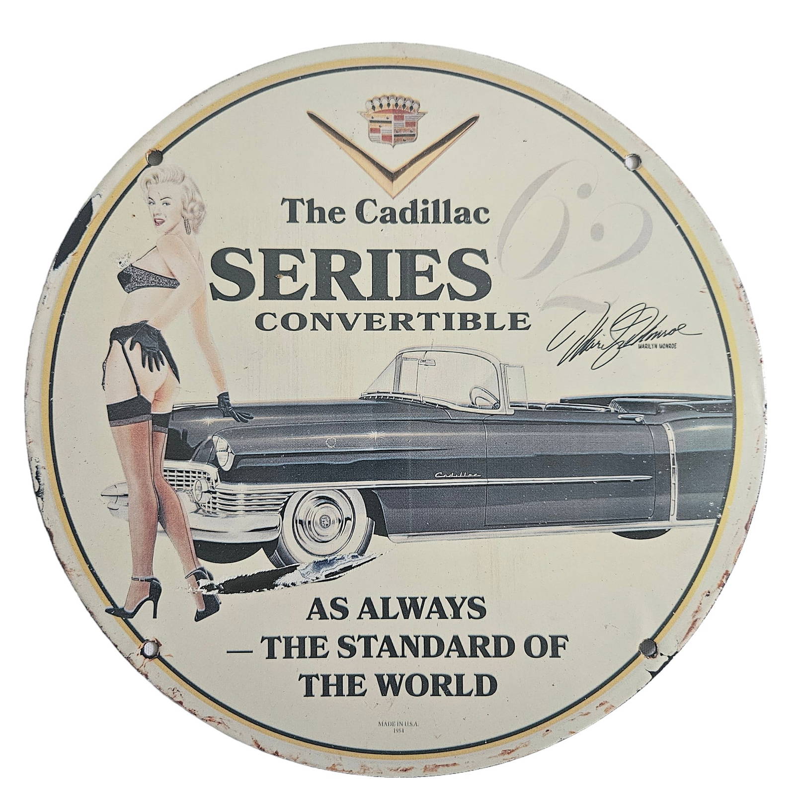 Vintage 1954 Cadillac Convertible Series Porcelain Sign Featuring ...