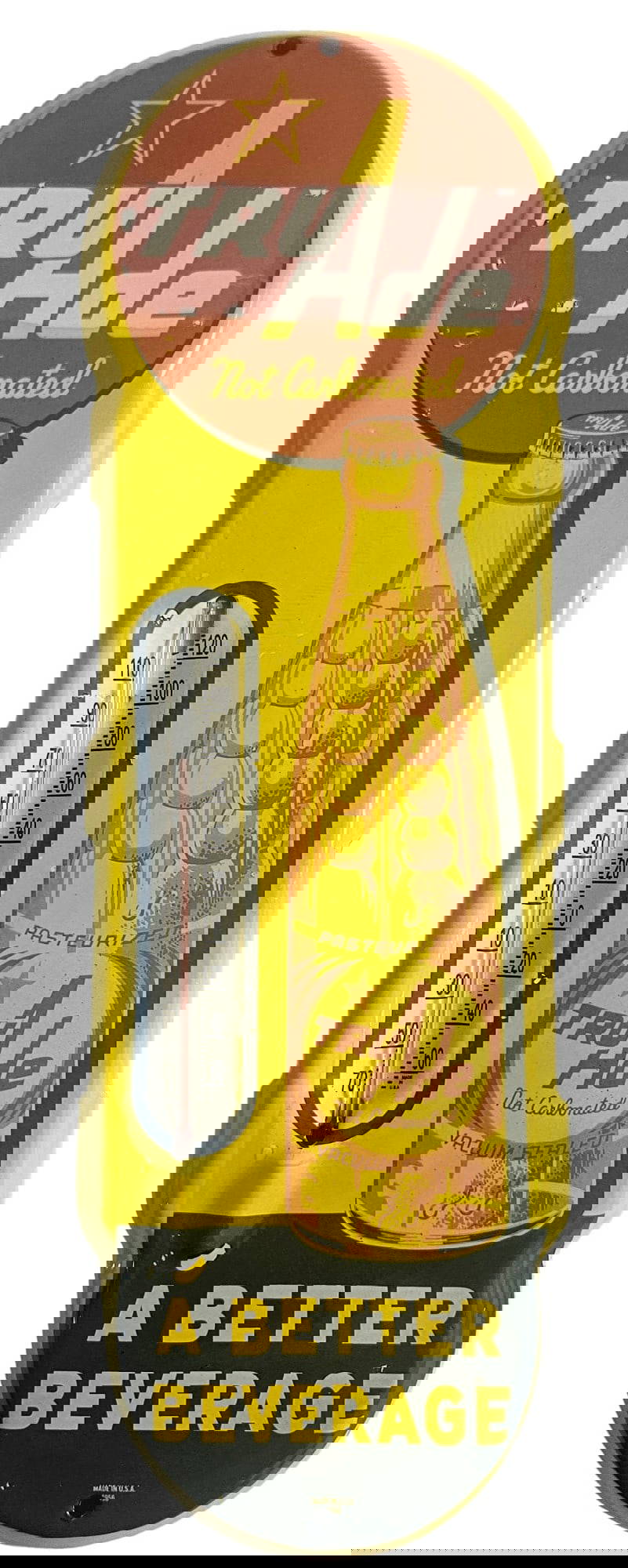 Rare Vintage Tru-ade A Better Beverage Porcelain Thermometer Sign Auction