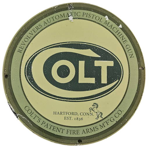 Rare Vintage Colt Porcelain Sign 12" Firearms Memorabilia Collector's Piece