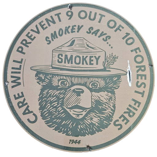 Vintage Usfs Rare Smokey The Bear Porcelain Sign