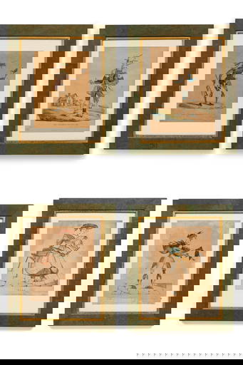 George Spratt, (4) Hand Colored Engravings, 1830