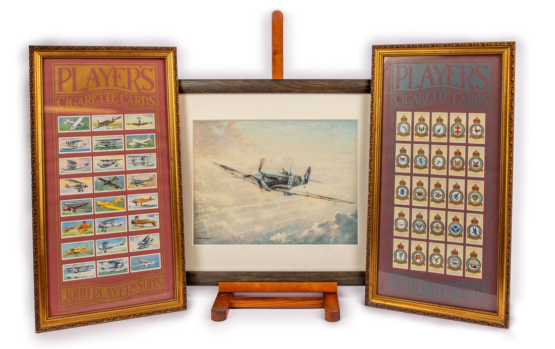 Group Of Three Spitfire Lithographs And Two Framed Sets Of Airplane ...