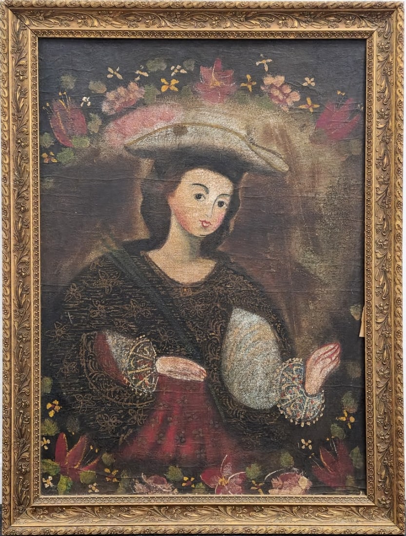 'holy Figure' - Antique Cuzco Painting, Late 18th Or Early 19th Century ...