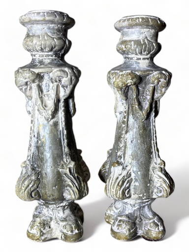 Pair Of Small Carved Candlesticks Attila's Tivadar 1980's Original ...