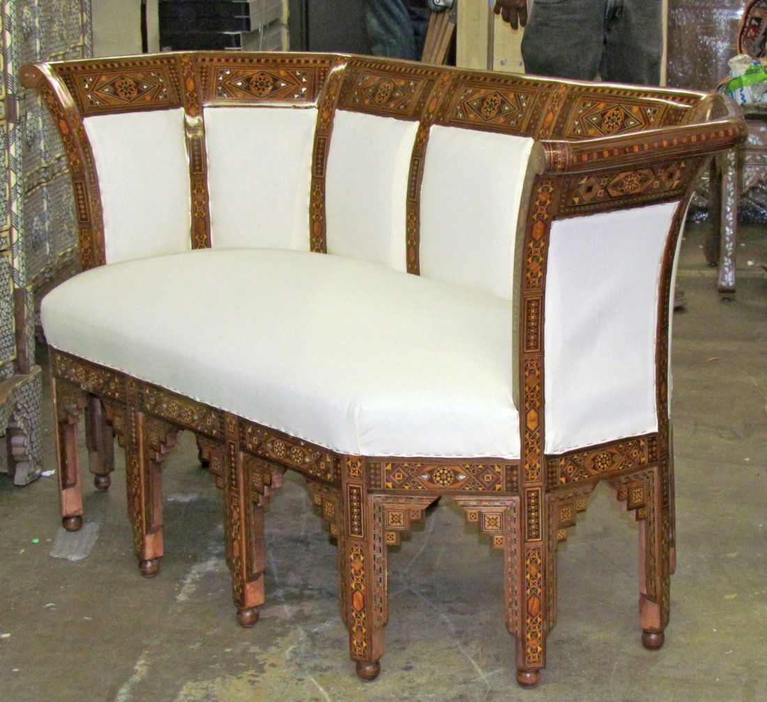 Syrian Middle Eastern Sofa Set With Two Chairs Auction