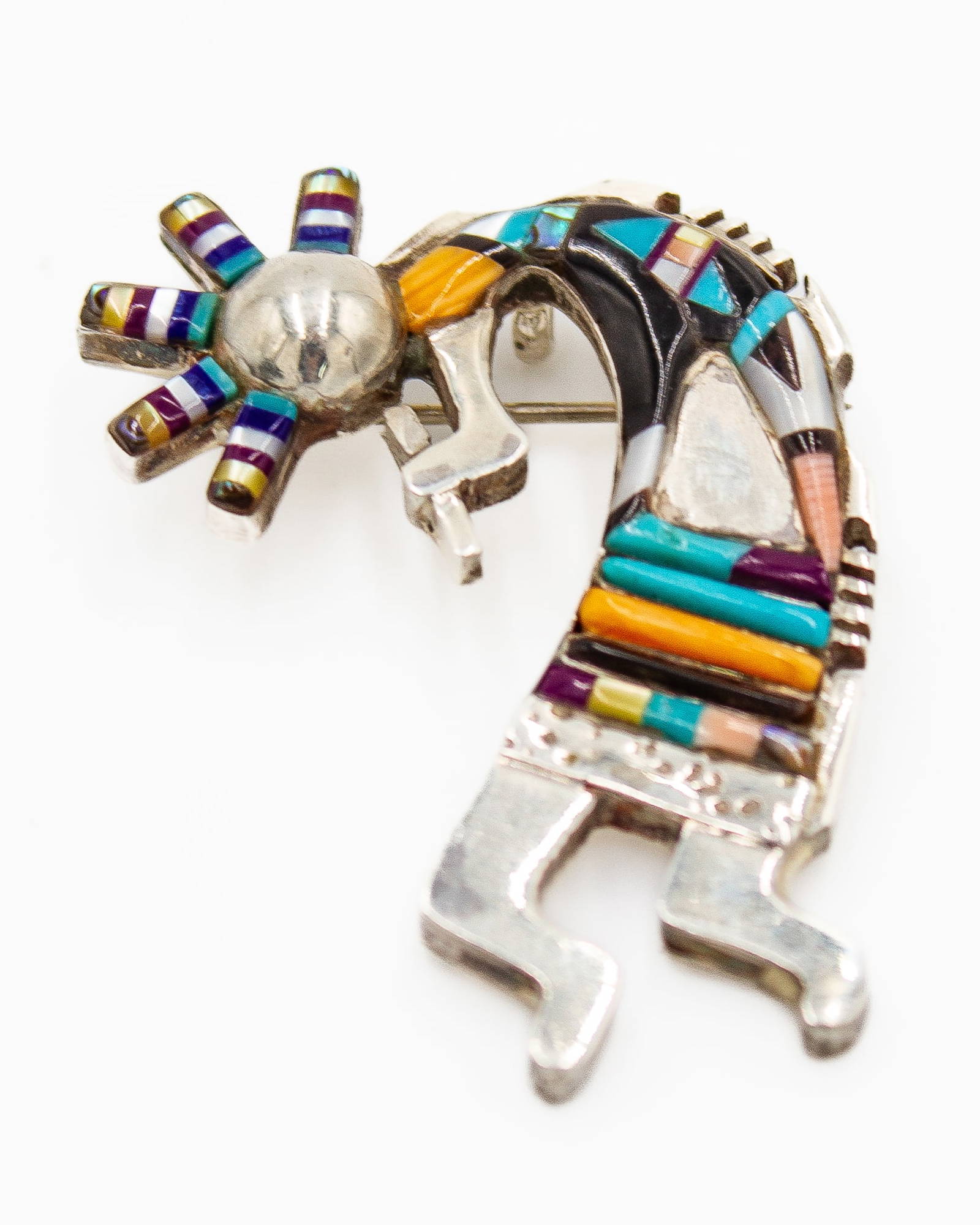 Sterling Zuni Inlay Pendant Brooch Auction