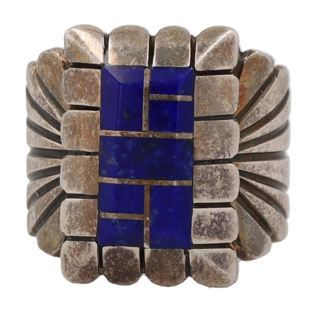 Chester Benally Sterling Navajo Lapis Lazuli Inlay Ring Sz 9 Auction