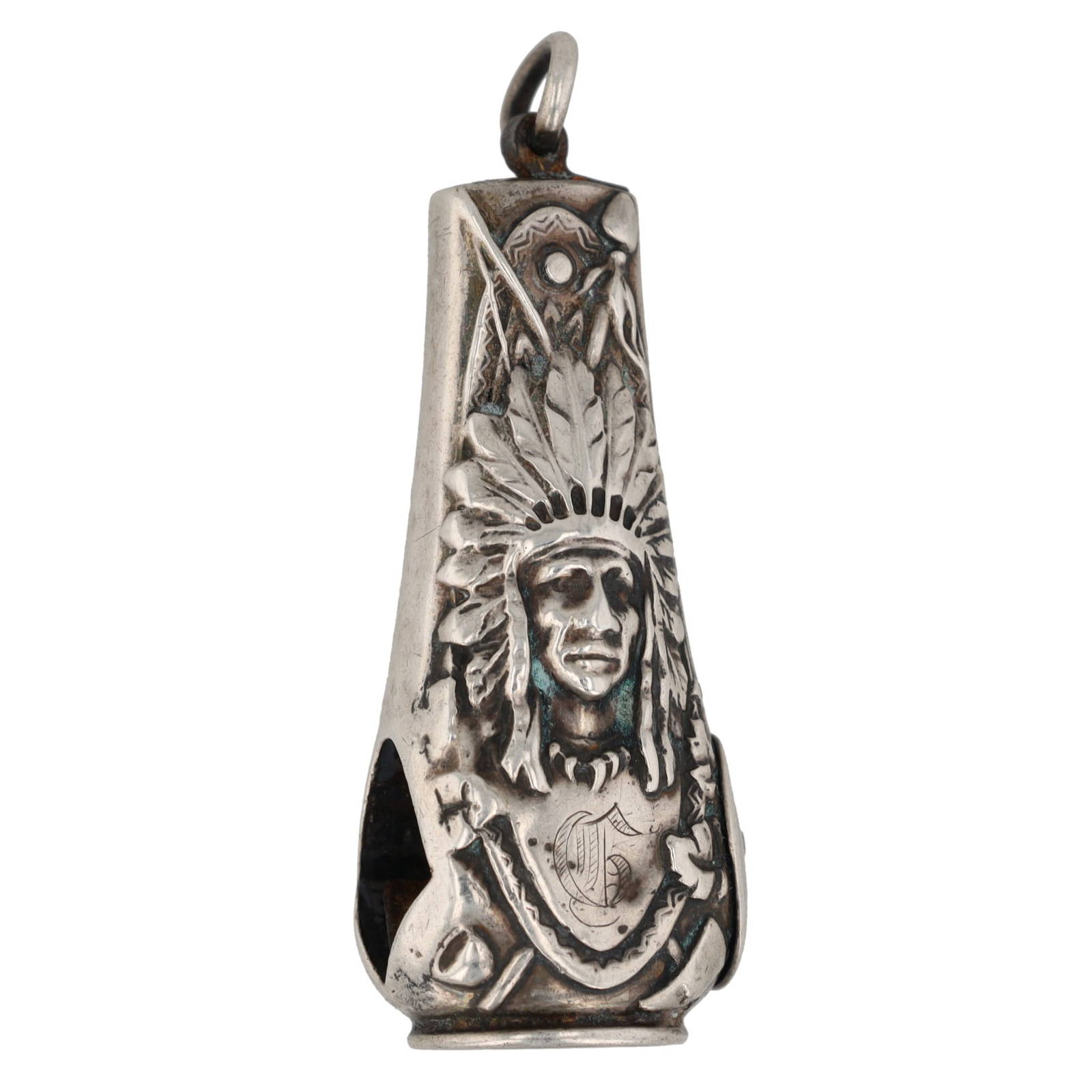 Native American Chief Sterling Silver Cigar/cigarette Cutter Auction