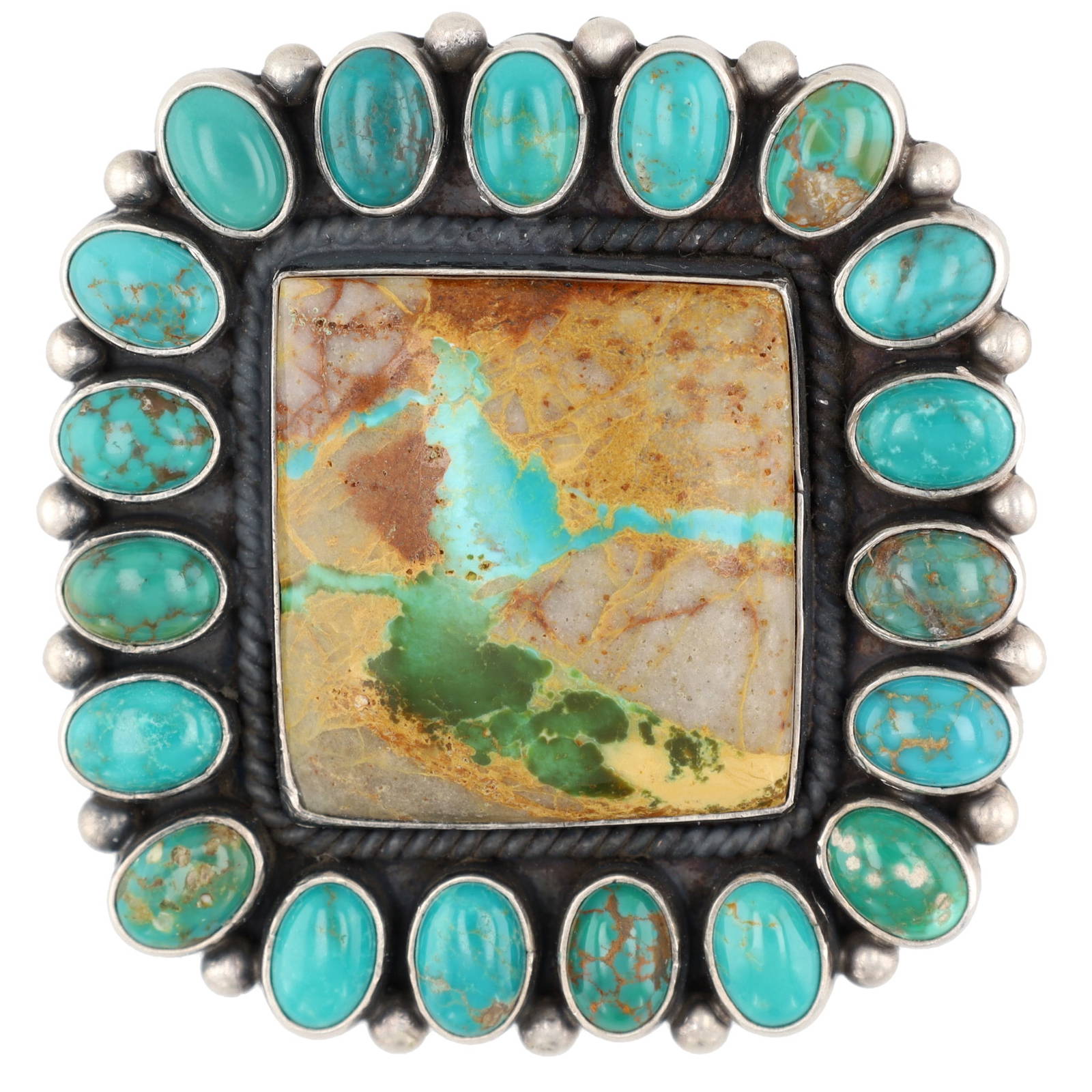 Stunning Elgin Tom Navajo Sterling Royston Ribbon Turquoise Cluster ...