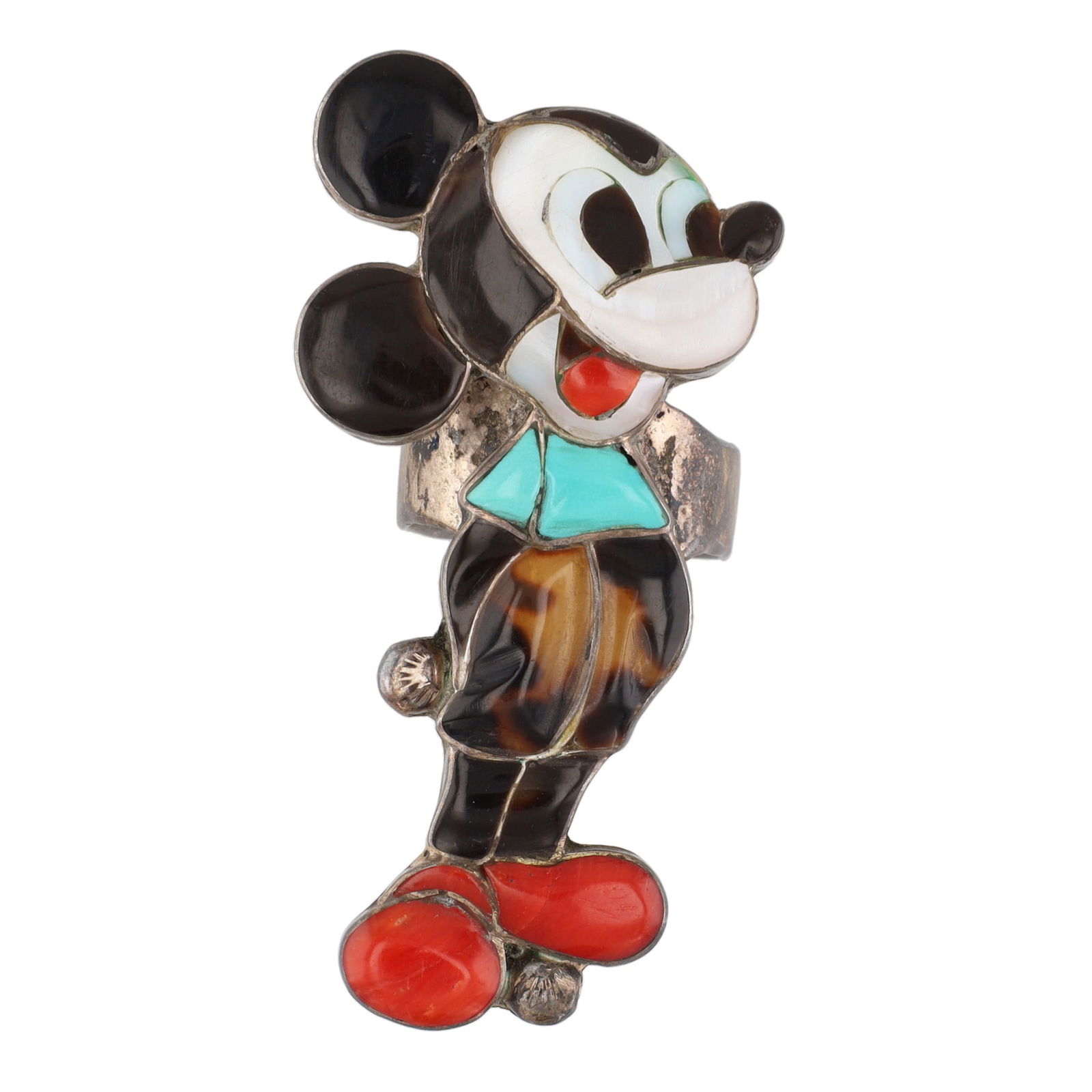 Rare Veronica Poblano Nastacio Zuni Sterling Mickey Mouse Inlay Ring Sz ...