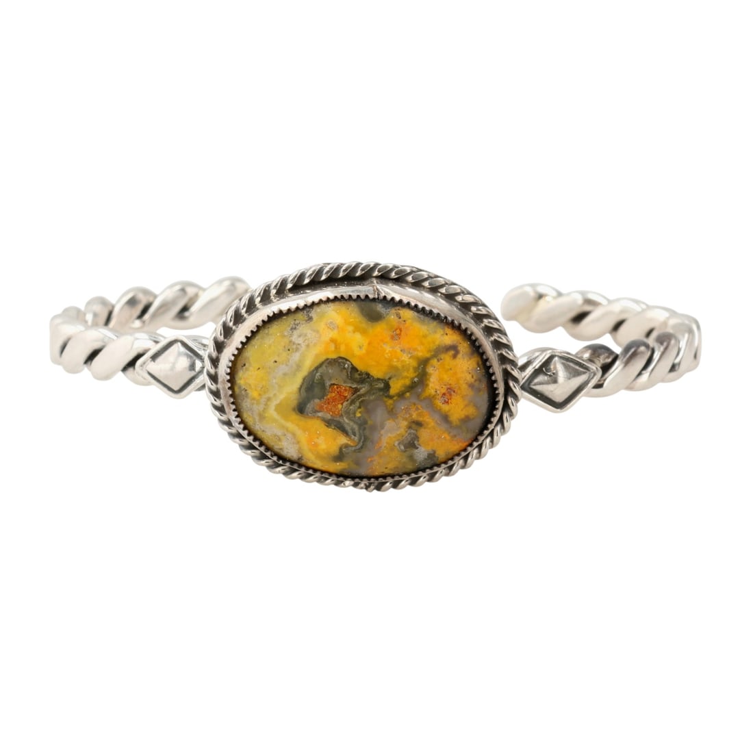 Sheena Jack Navajo Sterling Bumblebee Jasper Twist Cuff Bracelet Auction