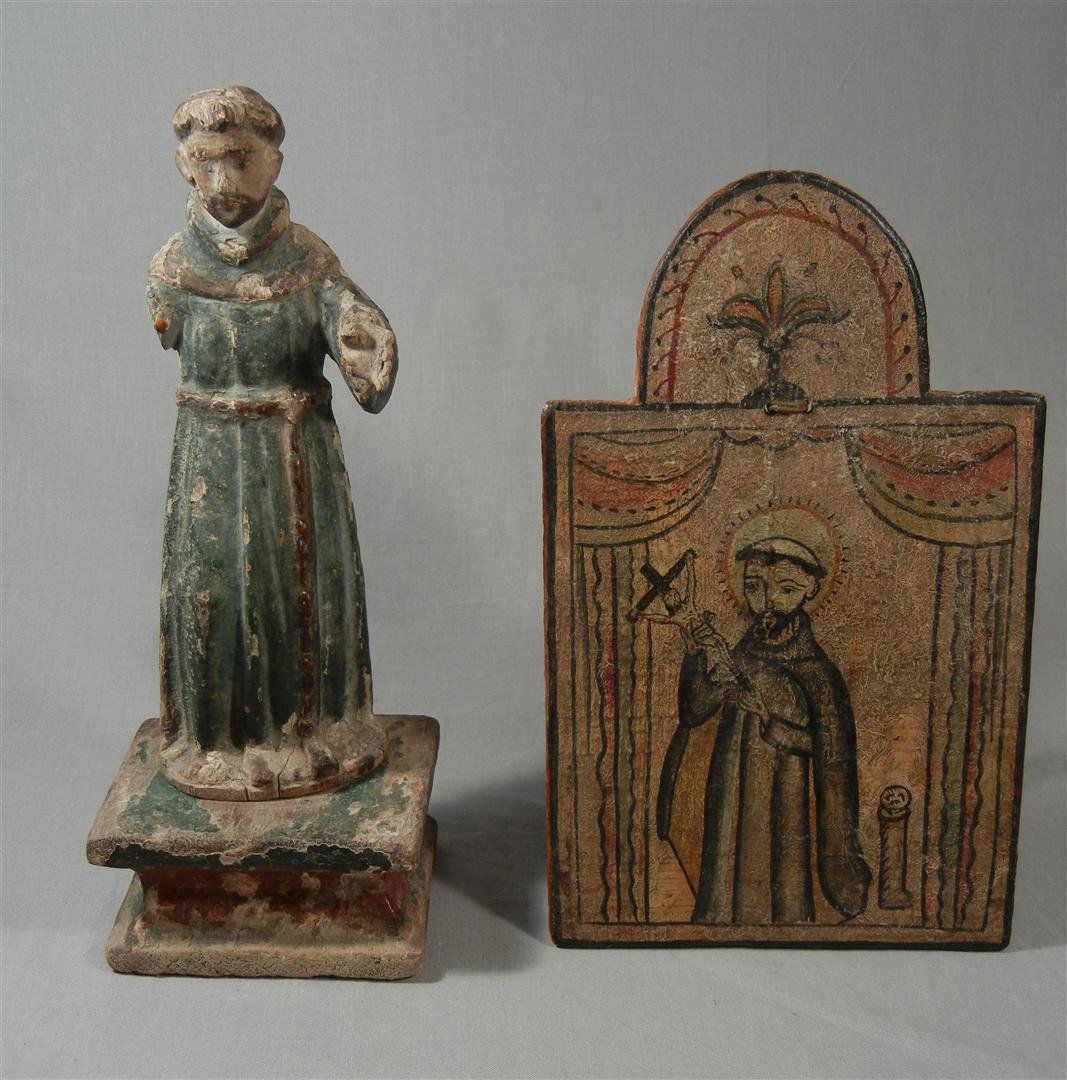 645: Wood Santos and Painted Religious Icon