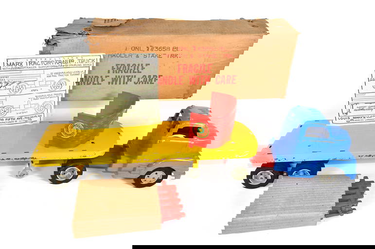 Marx Lumar Contractor Hauler & Stake Truck Tractor Trailer In Box