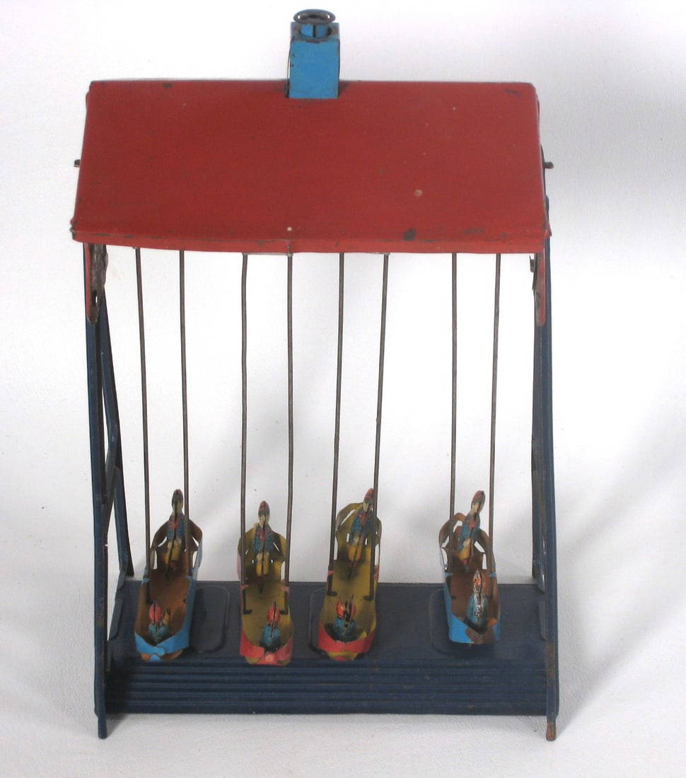 Tin Litho Boats Swing Toy Tin Litho Unusal Auction