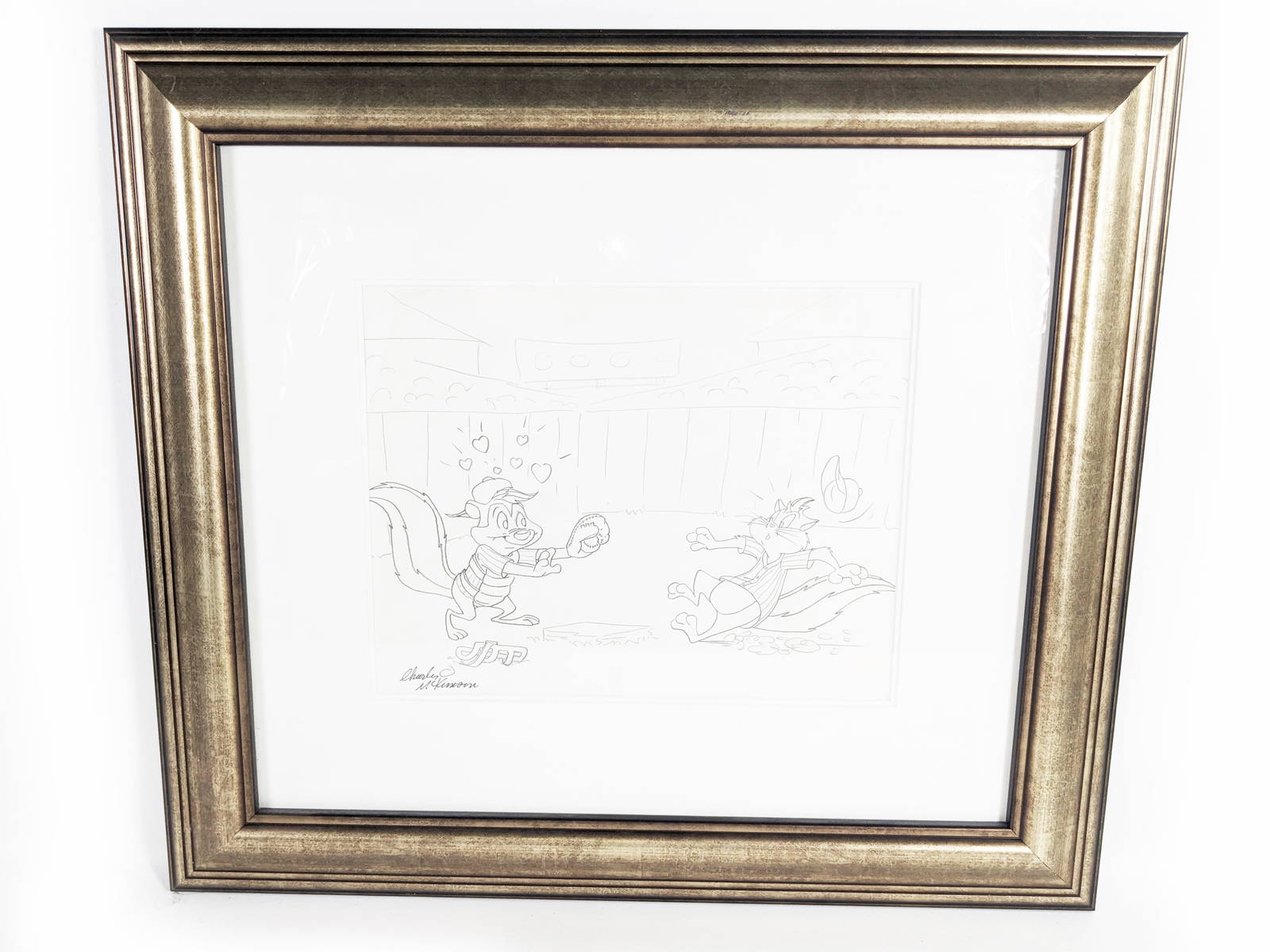 1960's Warner Bros Pepe Le Pew & Penelope Baseball Drawing By Charles ...