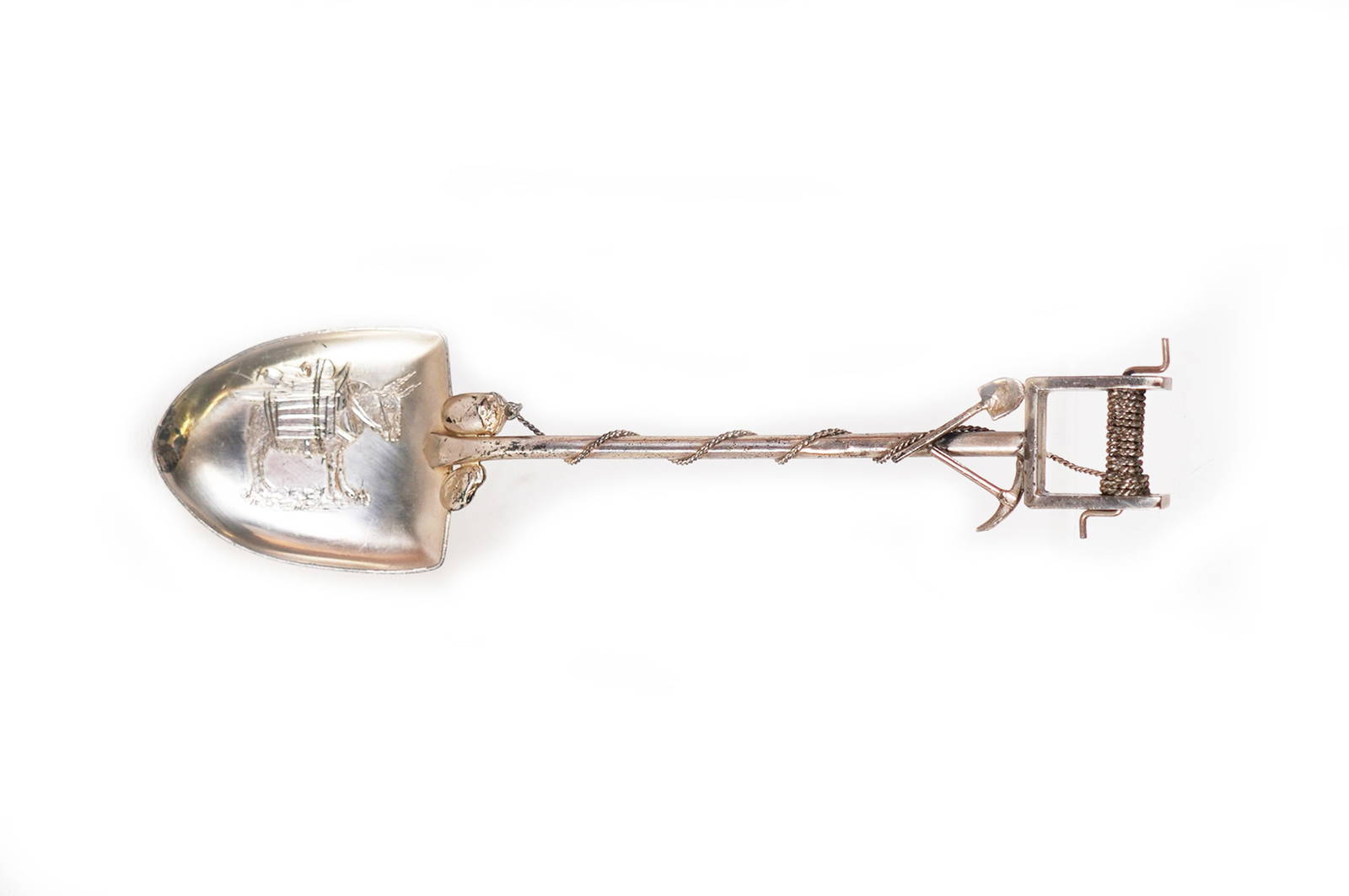 Fancy Windlass Mining Shovel Souvenir Spoon Strerling Silver Auction