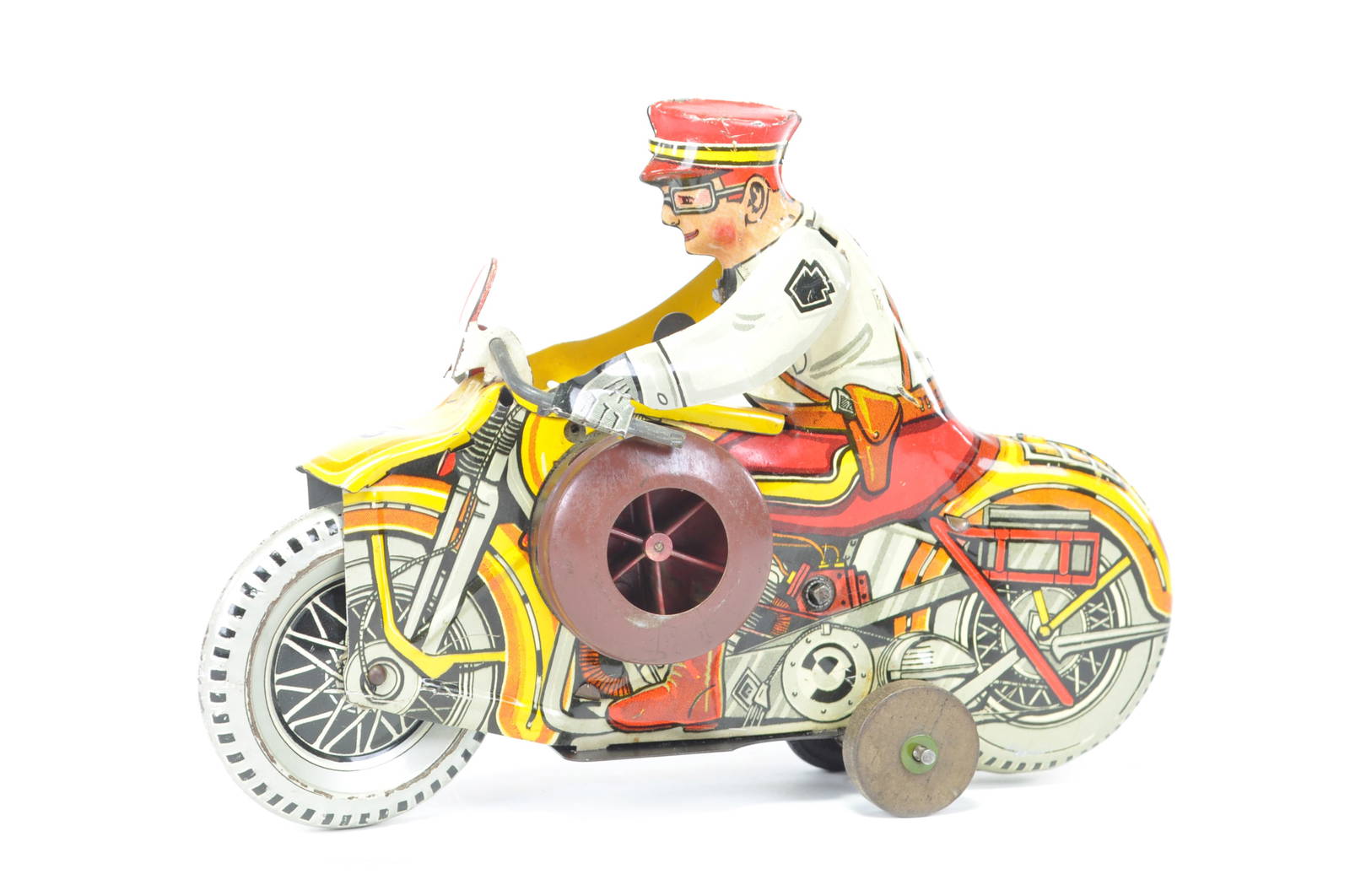 Marx Driver On Motorcycle/ Siren Tin Litho Wind-up W Attached Key Auction