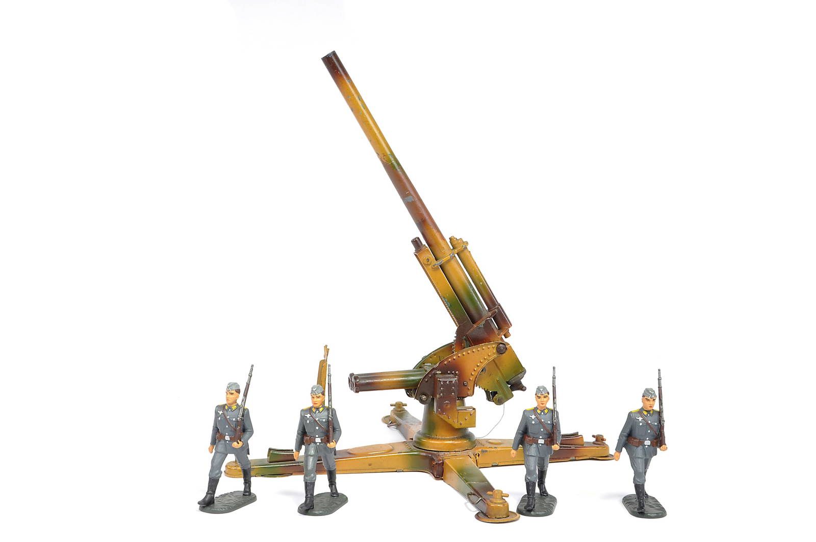 Lineol Wwii 8.8 Camouflage Anti-aircraft "flak" Cannon & 4 Elastolin ...