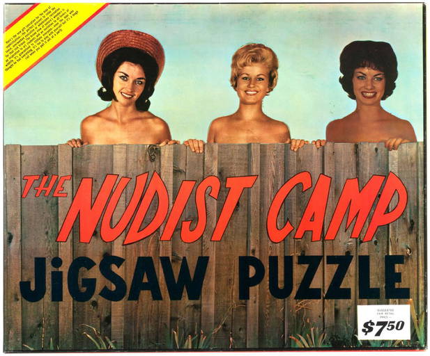 "the Nudist Camp" Boxes Puzzle & Store Poster.