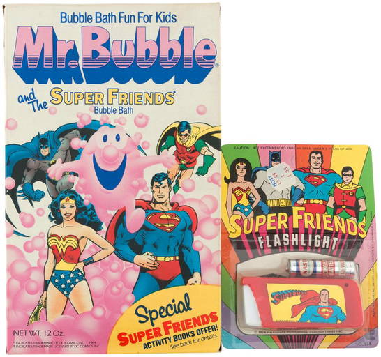 Super Friends Carded Flashlight & "mr. Bubble" Bubble B