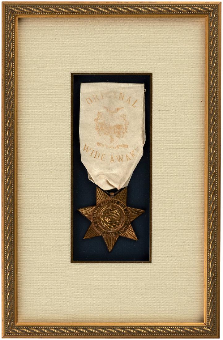 "ORIGINAL HARTFORD WIDE AWAKES" C. 1908 RIBBON BADGE.