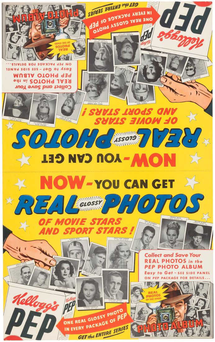 "KELLOGG'S PEP REAL PHOTOS" FILE COPY ADVERTISING SIGN.